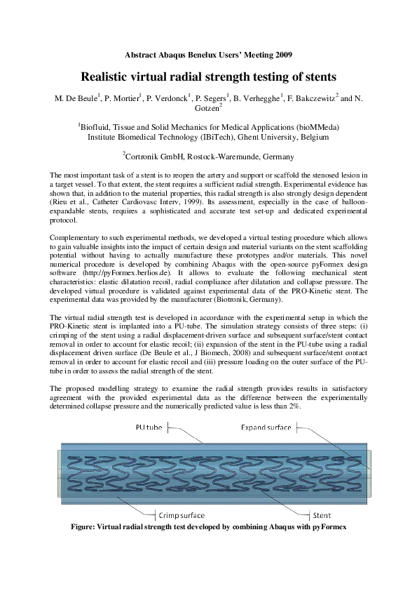 (PDF) Realistic virtual radial strength testing of stents
