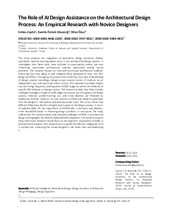 (PDF) The Role of AI Design Assistance on the Architectural Design ...