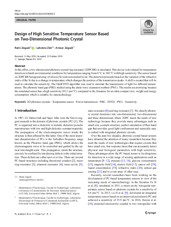 (PDF) Design of High Sensitive Temperature Sensor Based on Two ...