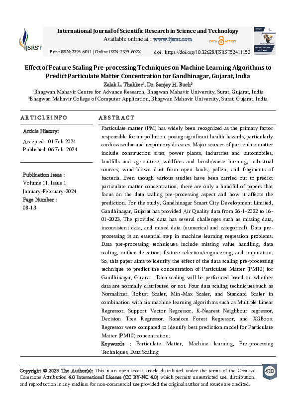 Pdf Effect Of Feature Scaling Pre Processing Techniques On Machine Learning Algorithms To