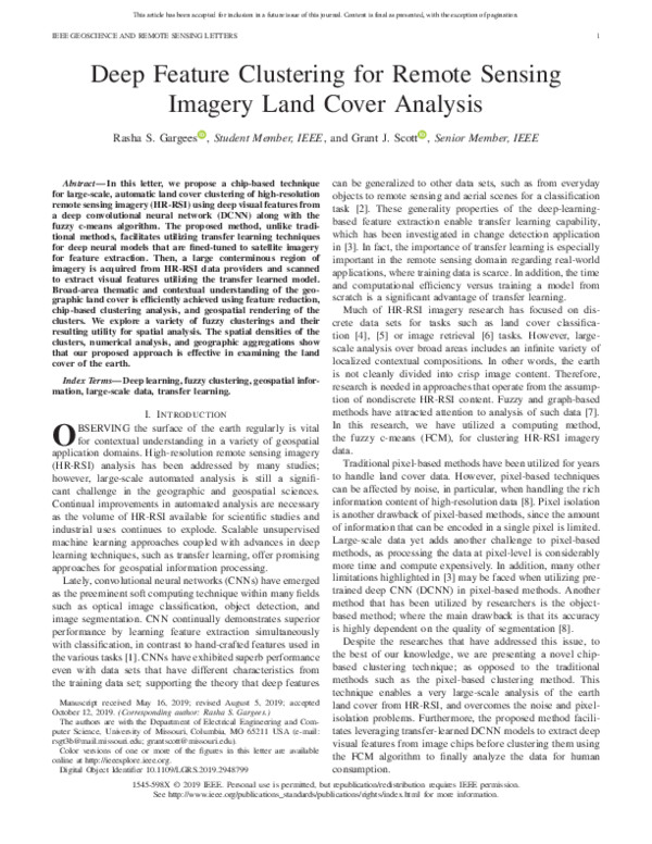 (PDF) Deep Clustering for Land Cover Analysis in Remote Sensing