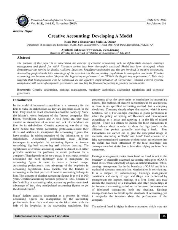 (PDF) Creative Accounting: Developing A Model