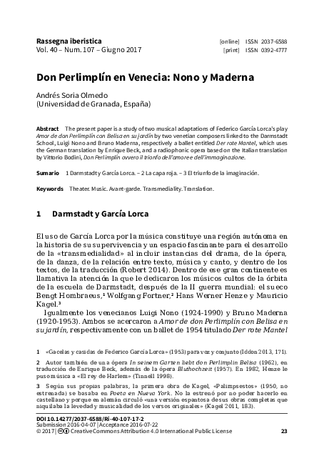(PDF) Don Perlimplín en Venecia: Nono y Maderna