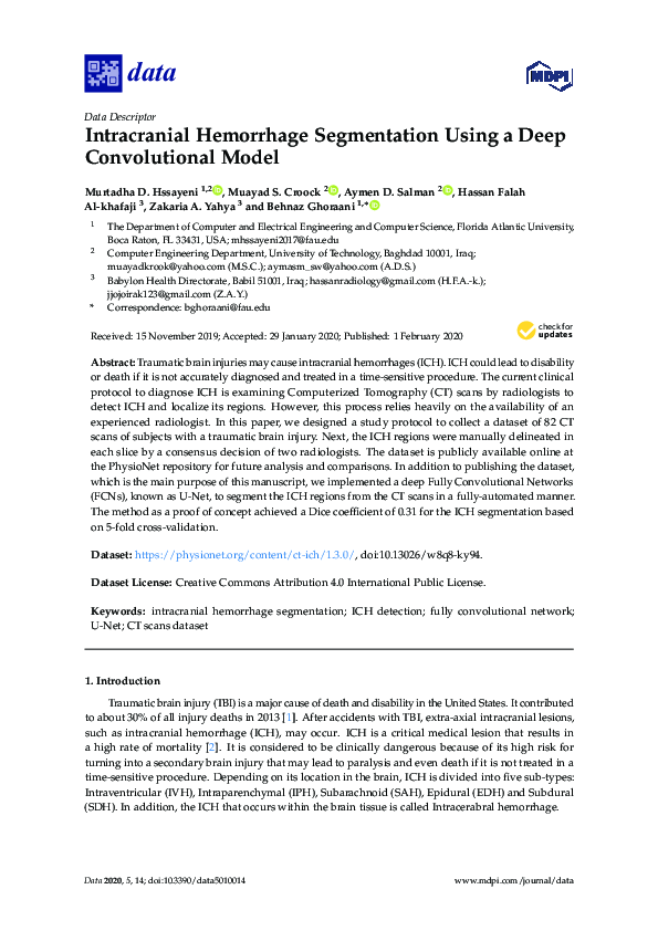 (PDF) Intracranial Hemorrhage Segmentation Using a Deep Convolutional Model