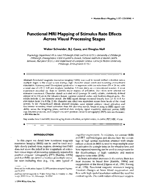 (PDF) Functional MRI mapping of stimulus rate effects across visual processing stages | BJ Casey ...