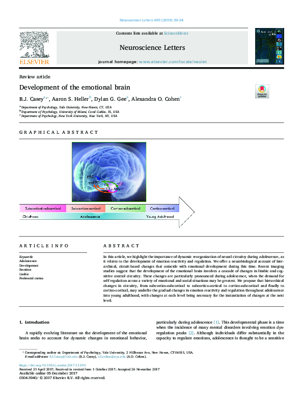 (PDF) Development of the emotional brain