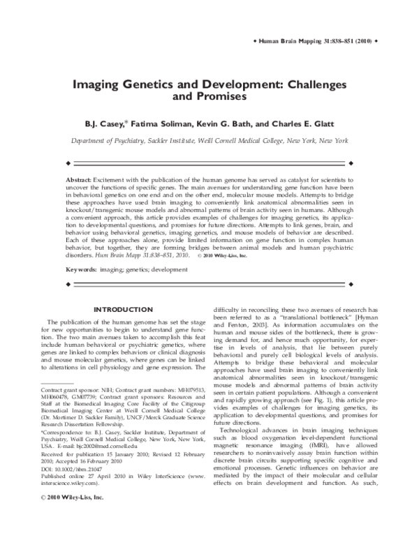 (PDF) Imaging genetics and development: Challenges and promises