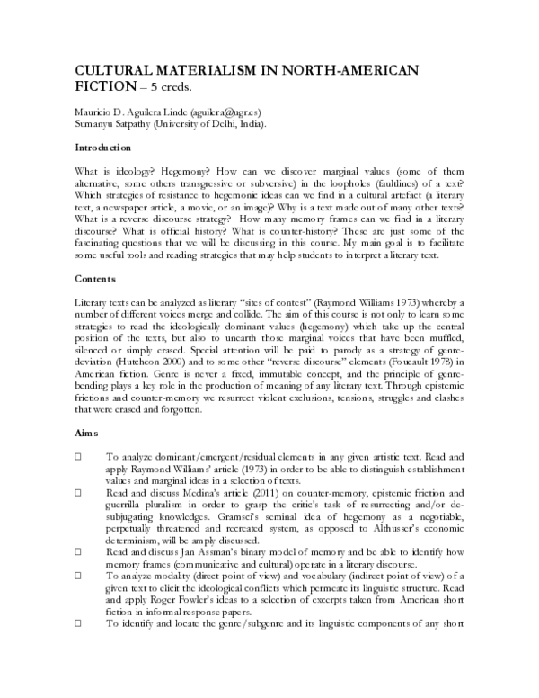 (PDF) Cultural Materialism