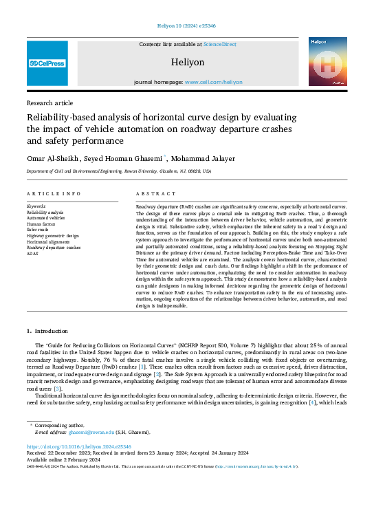 (PDF) Reliability-based analysis of horizontal curve design by evaluating the impact of vehicle ...