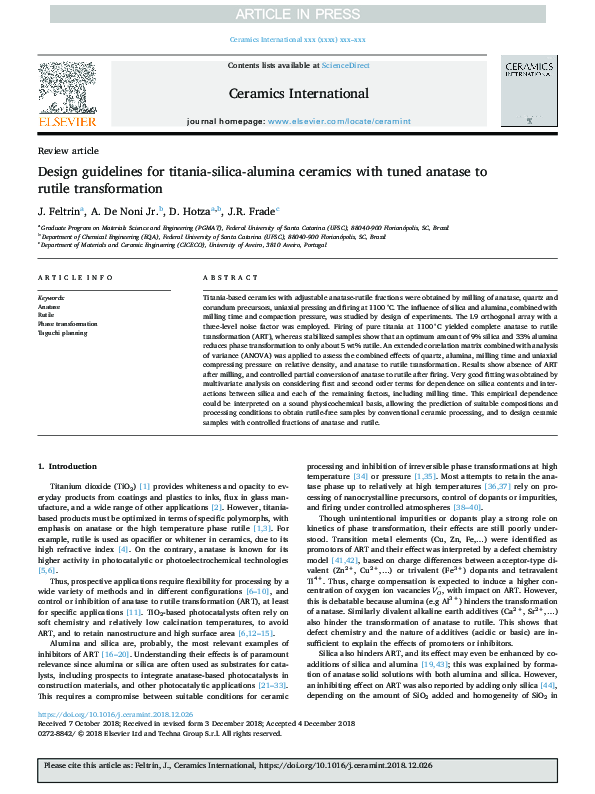 (PDF) Design guidelines for titania-silica-alumina ceramics with tuned ...