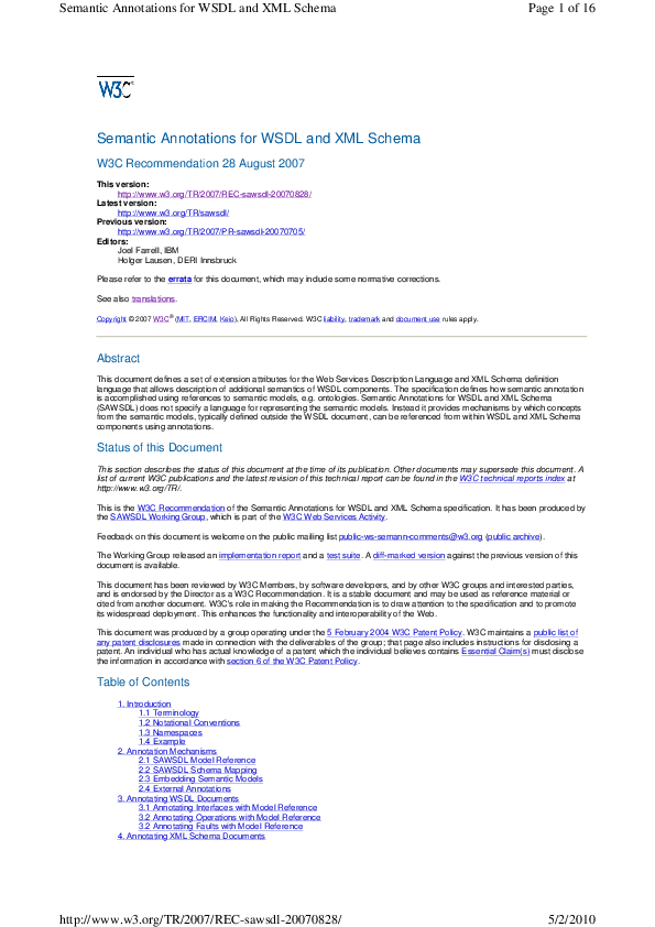 (PDF) Semantic annotations for WSDL and XML schema