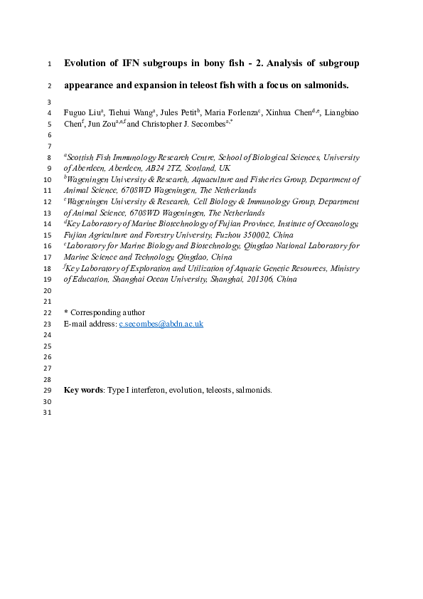 (PDF) Evolution of IFN subgroups in bony fish - 2. analysis of subgroup ...