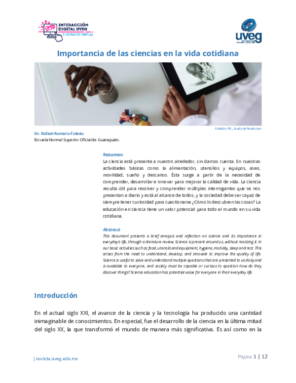 (PDF) Importancia de las ciencias en la vida cotidiana