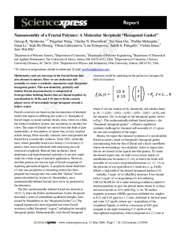 (PDF) Nanoassembly of a Fractal Polymer: A Molecular "Sierpinski ...