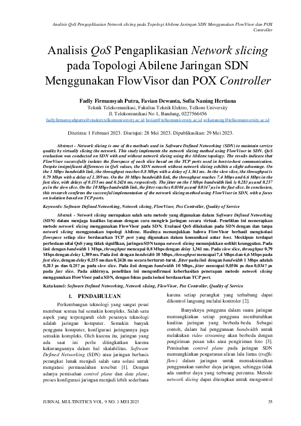 (PDF) Analisis QoS Pengaplikasian Network Slicing Pada Topologi Abilene ...