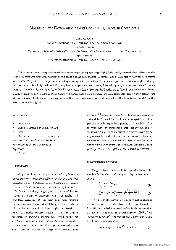 (PDF) Simulation of a Flow Around a Bluff Body Using Cartesian Coordinates