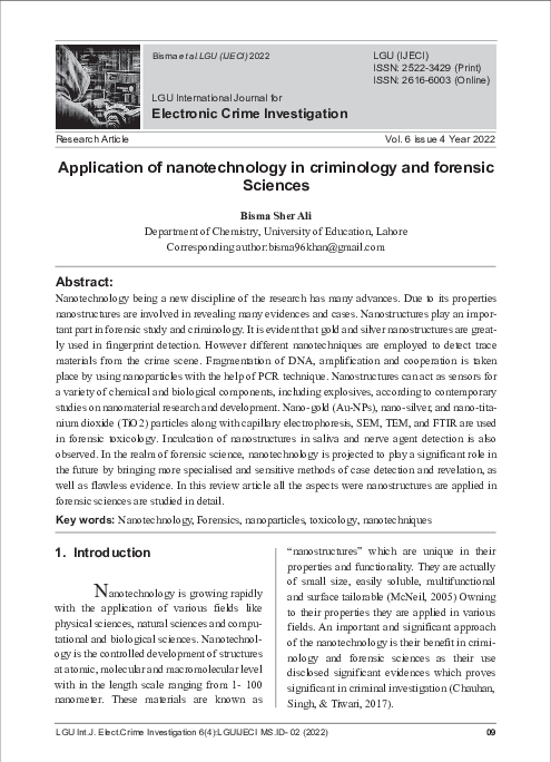 (PDF) The Application of nanotechnology in criminology and forensic ...