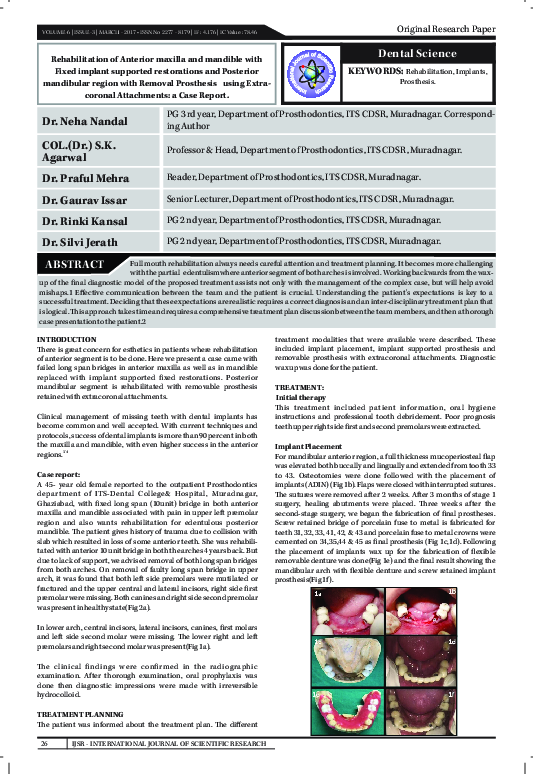 (PDF) Rehabilitation of Anterior maxilla and mandible with Fixed ...