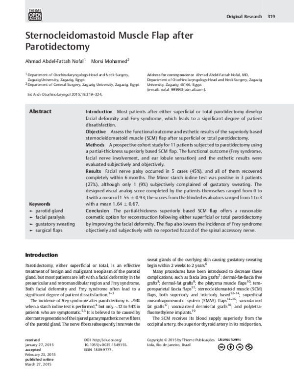 (PDF) Sternocleidomastoid Muscle Flap after Parotidectomy | morsi ...