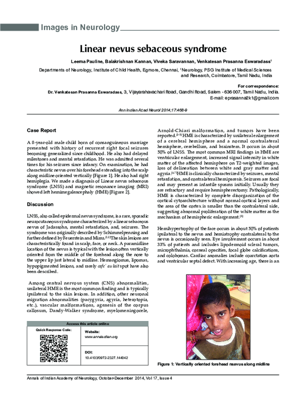 (PDF) Linear nevus sebaceous syndrome