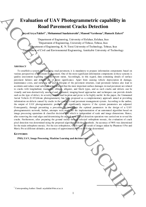 (PDF) Evaluation of UAV Photogrammetric capability in Road Pavement ...