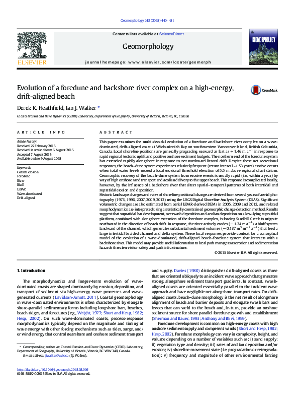(PDF) Evolution of a foredune and backshore river complex on a high ...