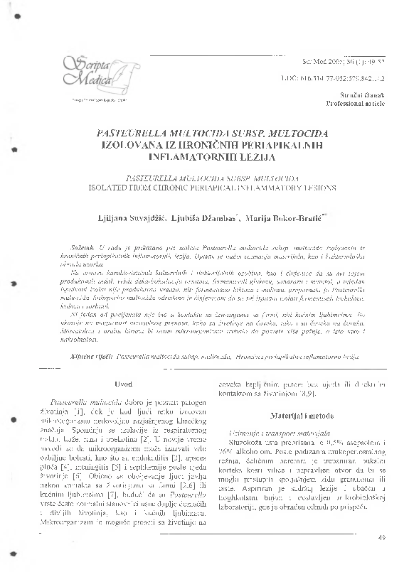 (PDF) Pasteurella multocida subsp. multocida isolated from chronic periapical inflammatory ...