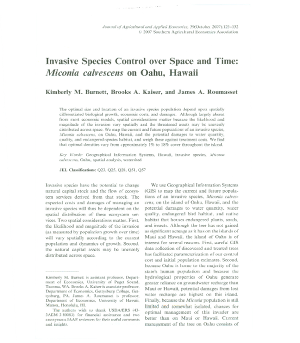 (PDF) Invasive Species Control over Space and Time: Miconia calvescens ...