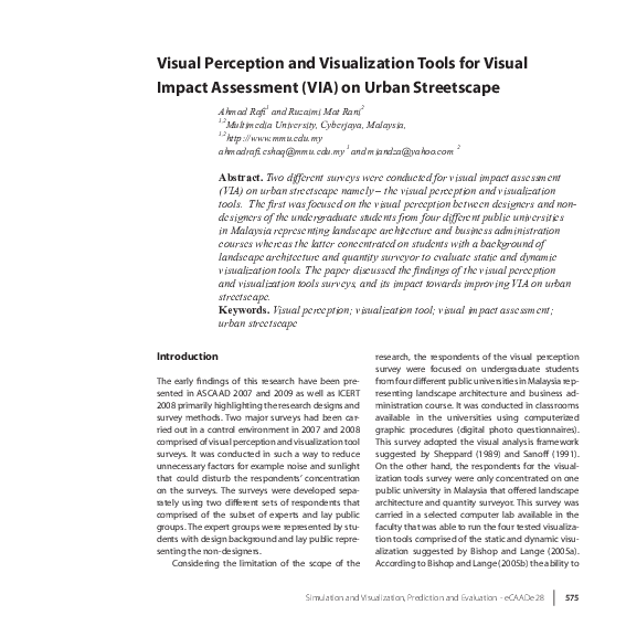 (PDF) Visual Perception and Visualization Tools for Visual Impact Assessment (VIA) on Urban ...
