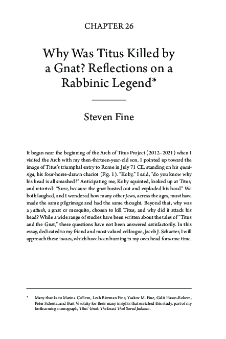 (PDF) Why Was Titus Killed by a Gnat? Reflections on a Rabbinic Legend