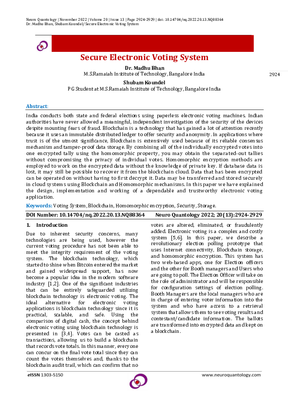 (PDF) Secure Electronic Voting System