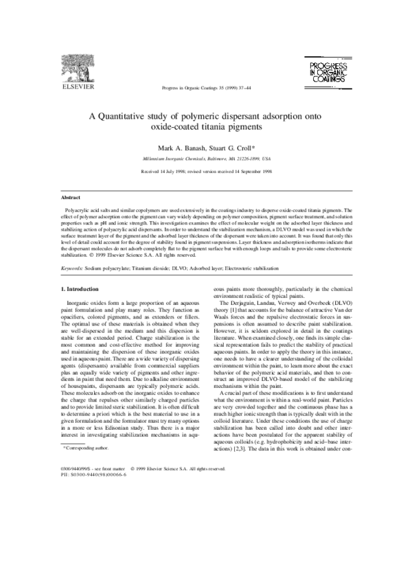 (PDF) A Quantitative study of polymeric dispersant adsorption onto ...