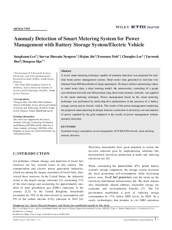 Pdf Anomaly Detection In Smart Metering For Power Management