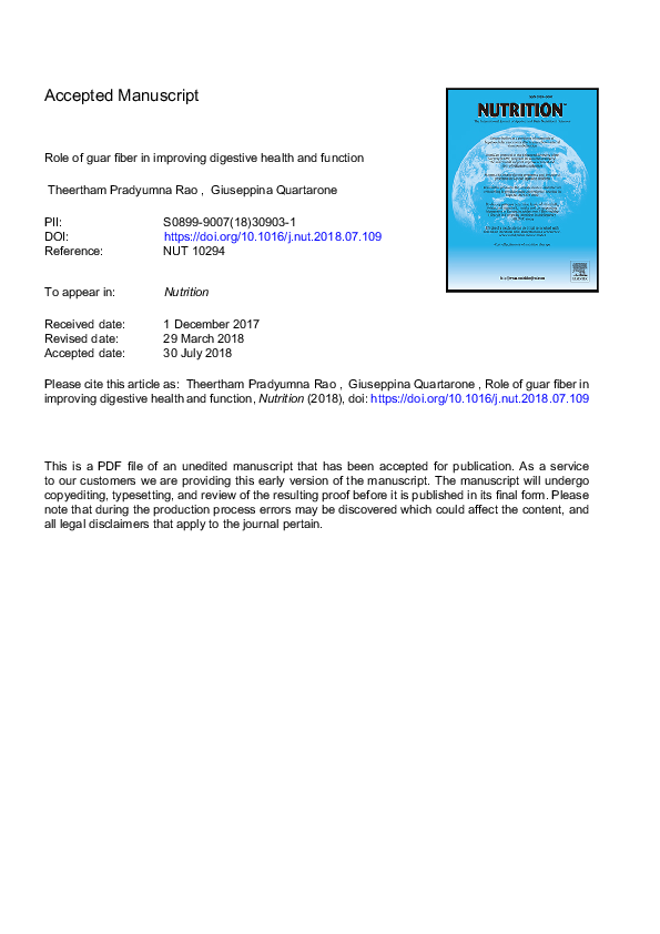 (PDF) Role of guar fiber in improving digestive health and function