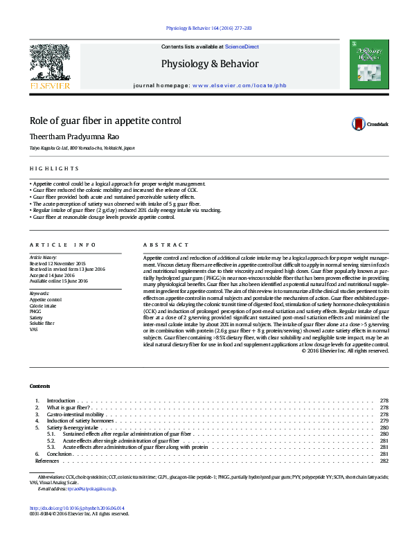 (PDF) Role of guar fiber in appetite control