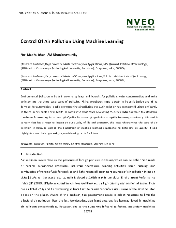 (PDF) Control Of Air Pollution Using Machine Learning