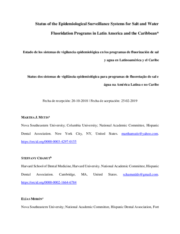 (PDF) Status of the Epidemiological Surveillance Systems for Salt and ...