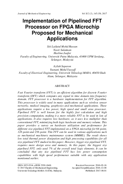Pdf Implementation Of Pipelined Fft Processor On Fpga Microchip