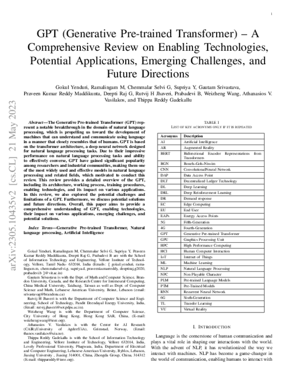 (PDF) Generative Pre-trained Transformer: A Comprehensive Review on ...