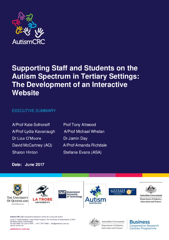 (PDF) Supporting staff and students on the autism spectrum in tertiary ...