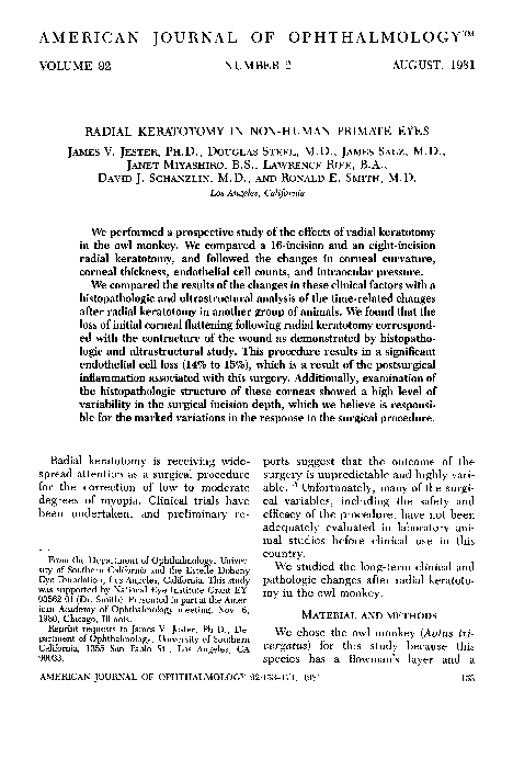 (PDF) Radial Keratotomy in Non-Human Primate Eyes