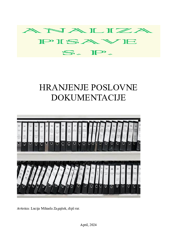 (PDF) HRANJENJE POSLOVNE DOKUMENTACIJE