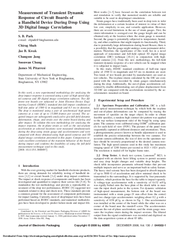(PDF) Measurement of Transient Dynamic Response of Circuit Boards of a Handheld Device During ...