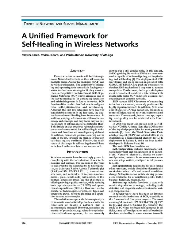 (PDF) A unified framework for self-healing in wireless networks