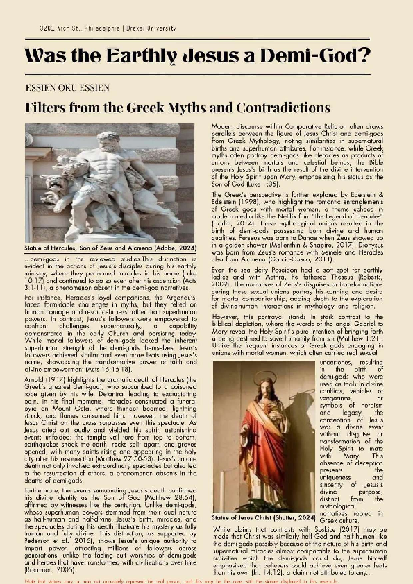 (PDF) Was the Earthly Jesus a Demi-God? Filters from Greek Myths ...