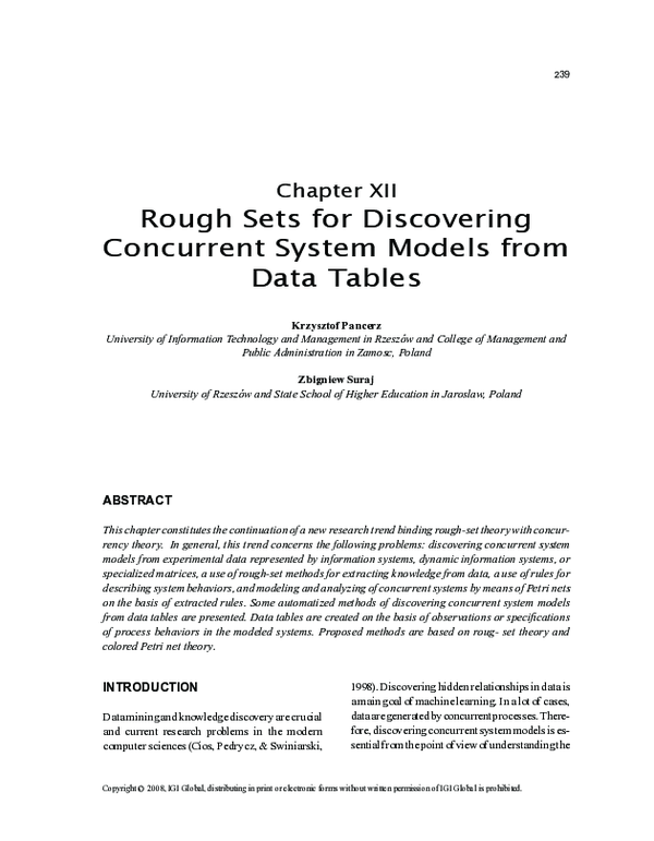 (PDF) Rough Sets for Discovering Concurrent System Models from Data Tables | Zbigniew Suraj ...