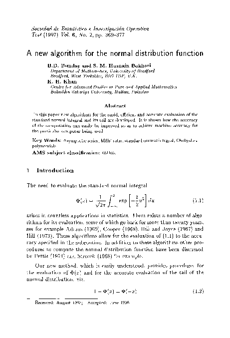 (PDF) A new algorithm for the normal distribution function