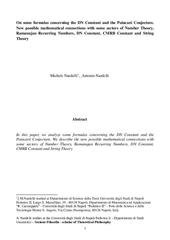 (PDF) On some formulas concerning the DN Constant and the Poincarè ...