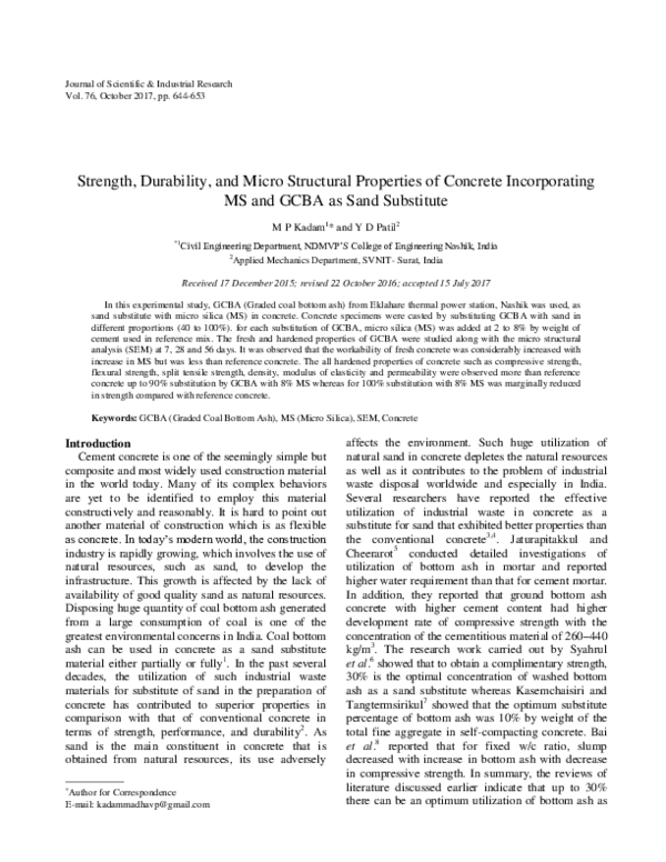 (PDF) Strength, Durability, and Micro Structural Properties of Concrete ...