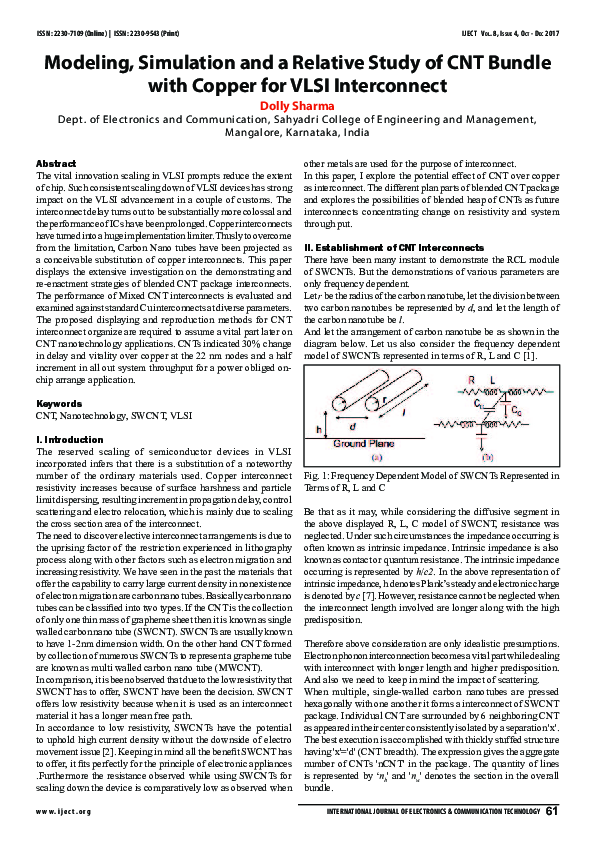(PDF) Modeling, Simulation and a Relative Study of CNT Bundle with Copper for VLSI Interconnect